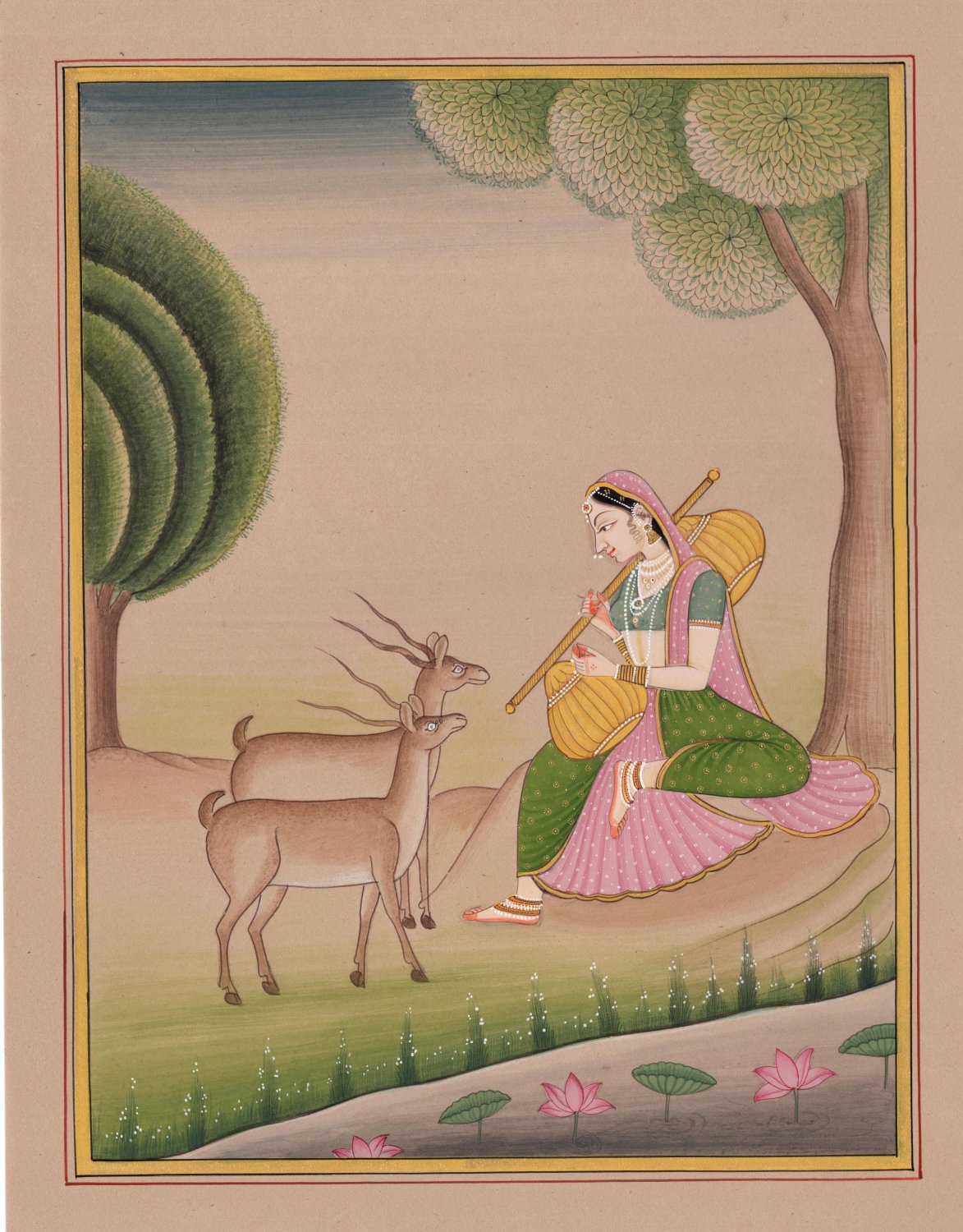 Todi Ragini Miniature Painting Indian Rajasthani Ethnic Handmade ...