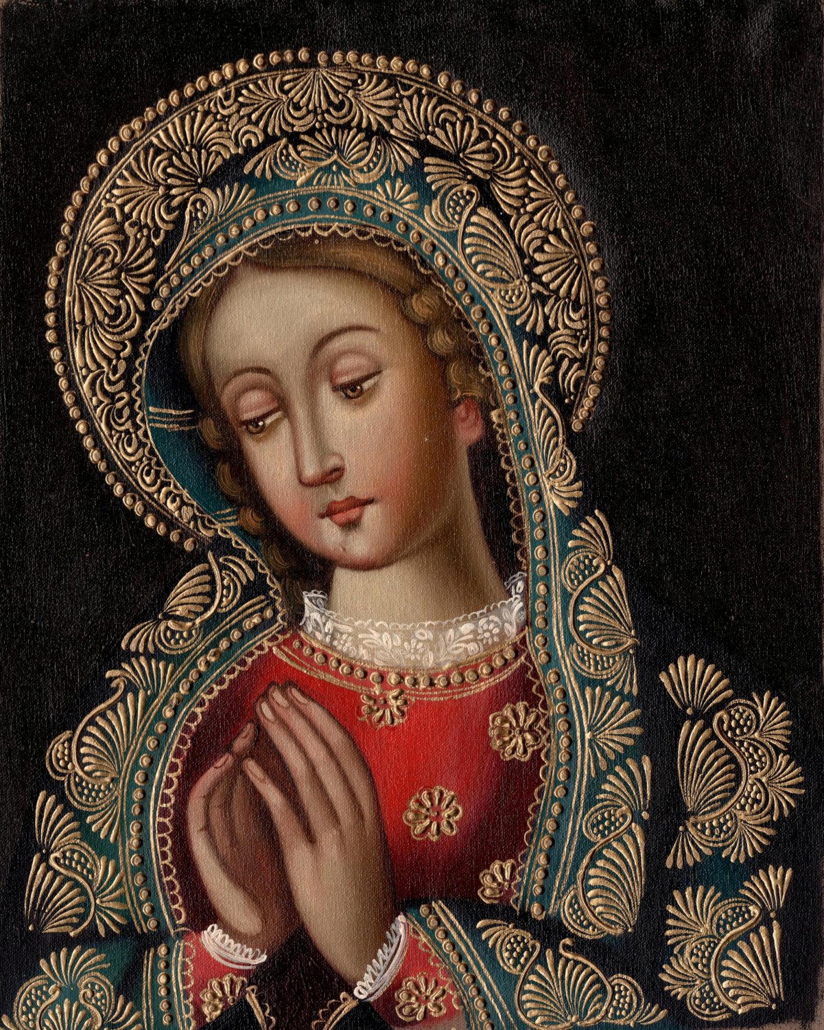 Virgin Mary Peruvian Cuzco Art Handmade Oil Canvas Religious Christian ...