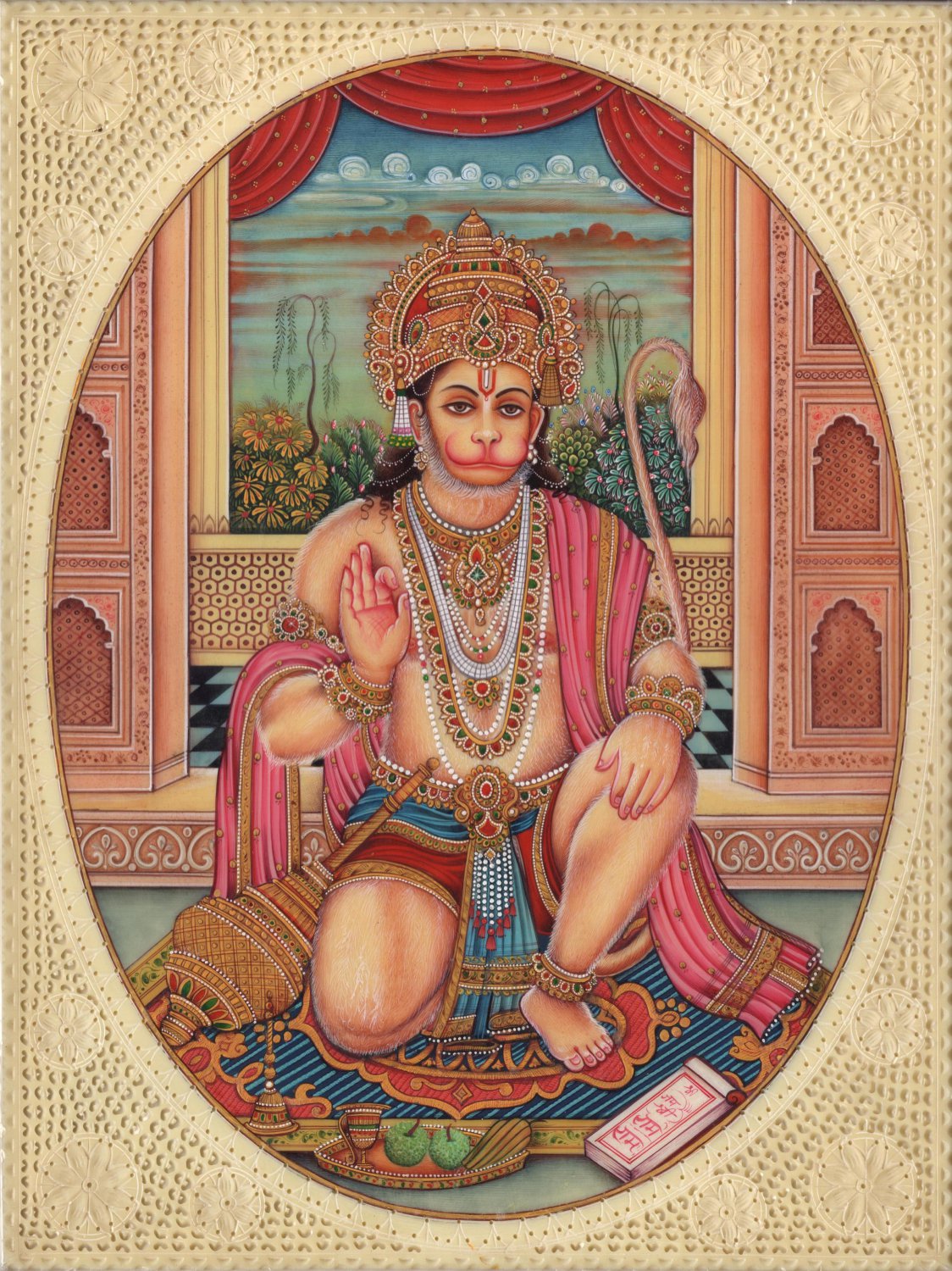 Hanuman Painting Indian Hindu Ramayana Epic Miniature Handmade ...