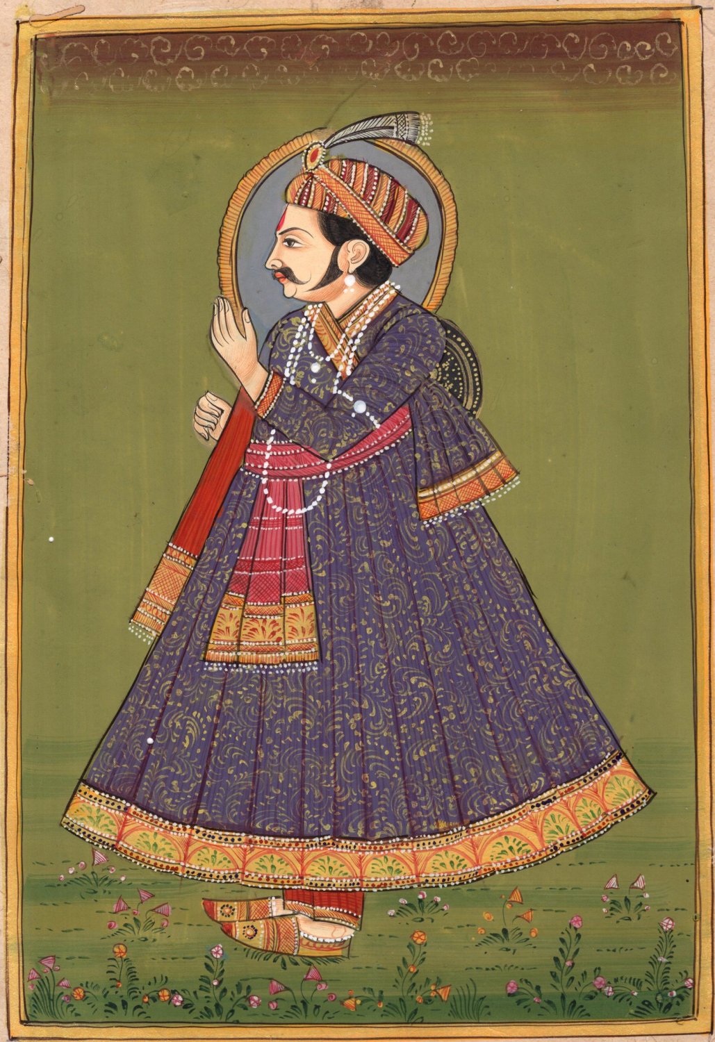 Rajasthani Painting Jaipur Maharajah Handmade Miniature Decor Portrait ...