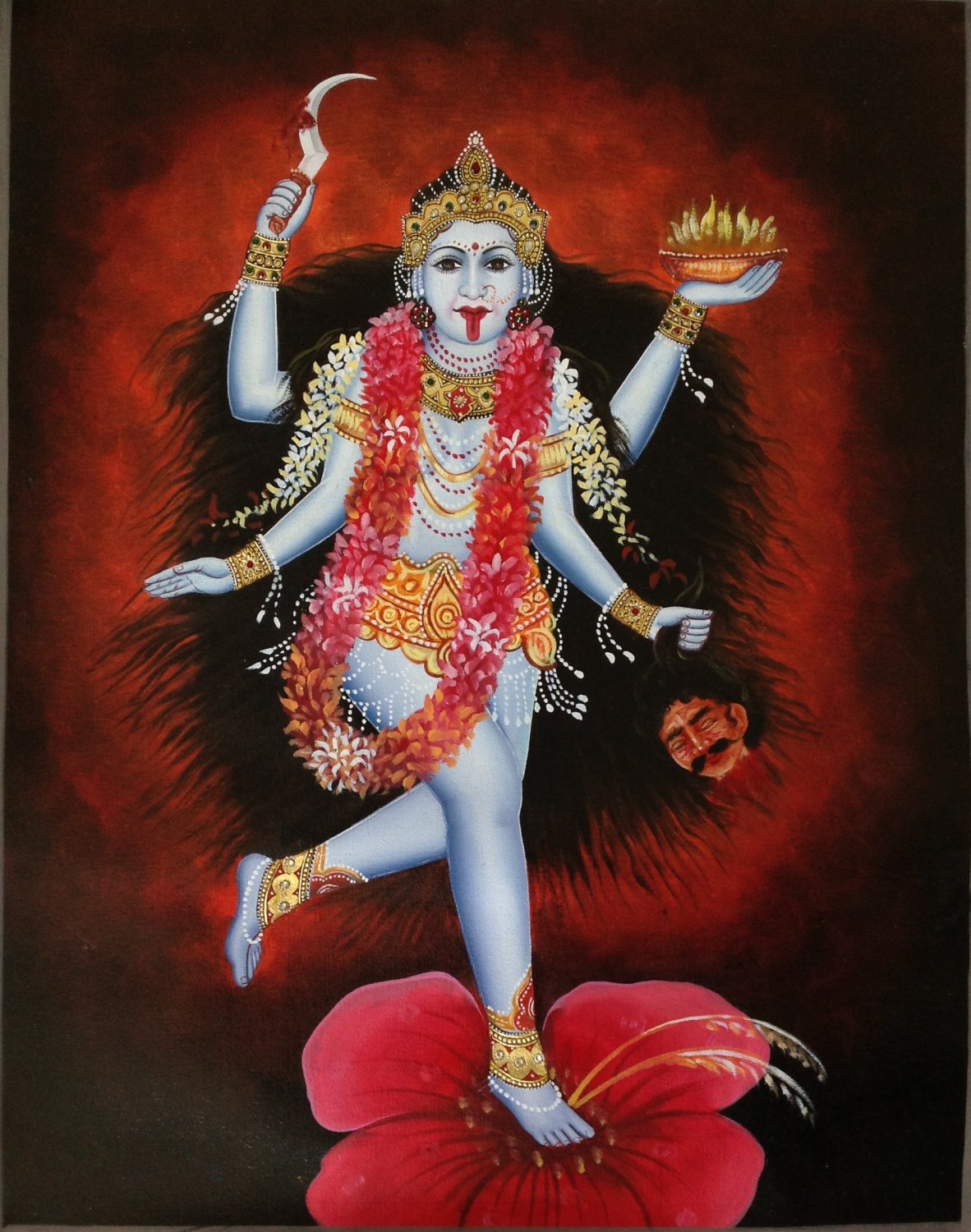 Kali Ma Goddess Painting Handmade Hindu Ethnic Oil Canvas Spiritual ...