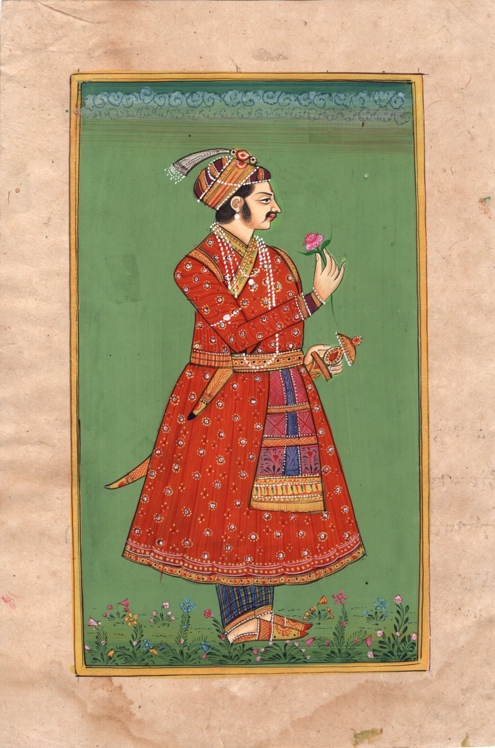 Rajasthani Painting Jaipur Maharajah Handmade Miniature Decor Portrait ...
