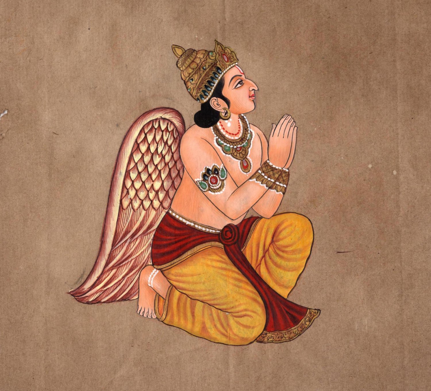 Garuda Hindu Bird God Painting Handmade Indian Miniature Stamp Paper ...