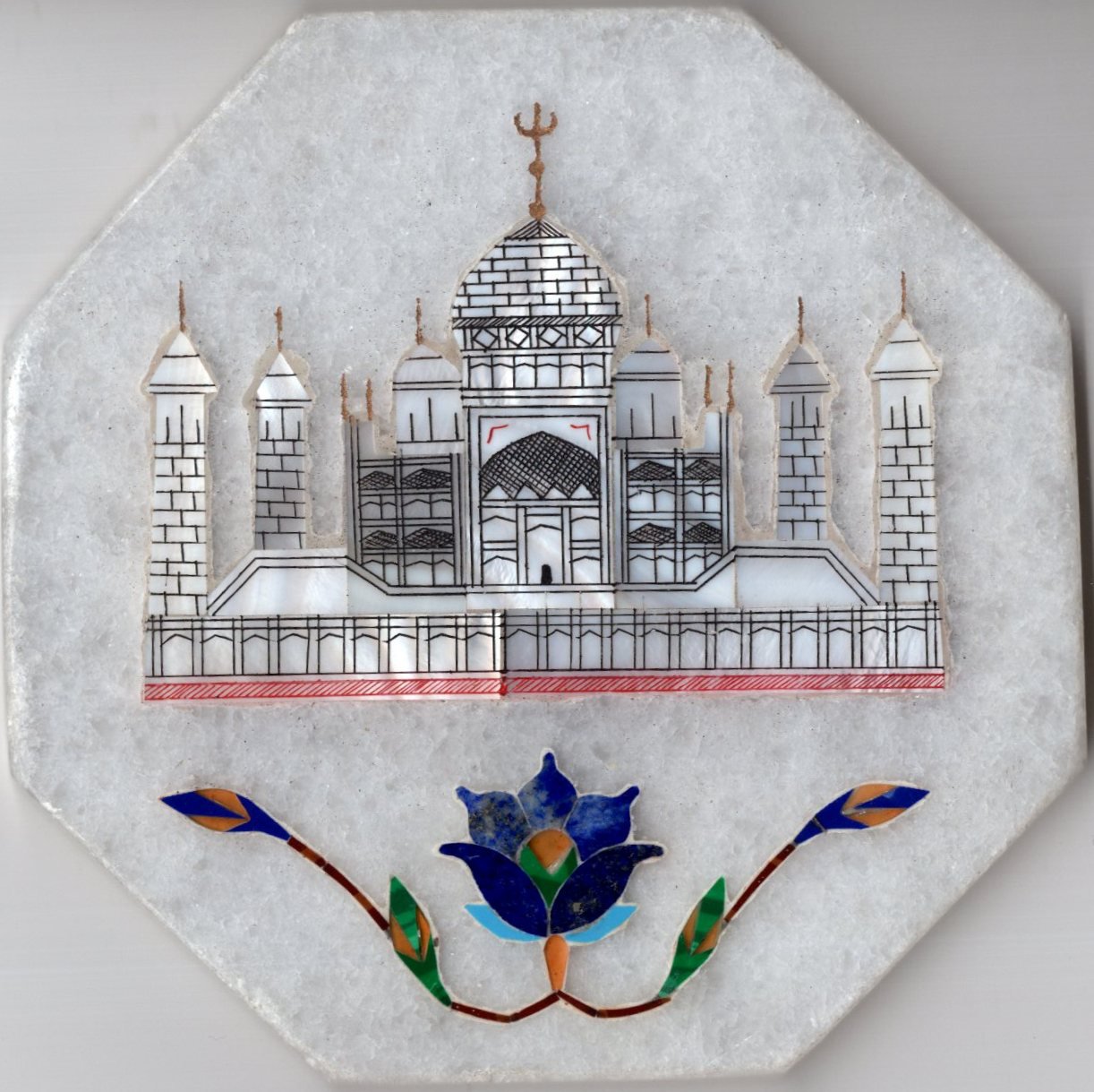 Parchin Kari Taj Mahal Marble Inlay Indian Art Handmade 4″ Floral Home ...