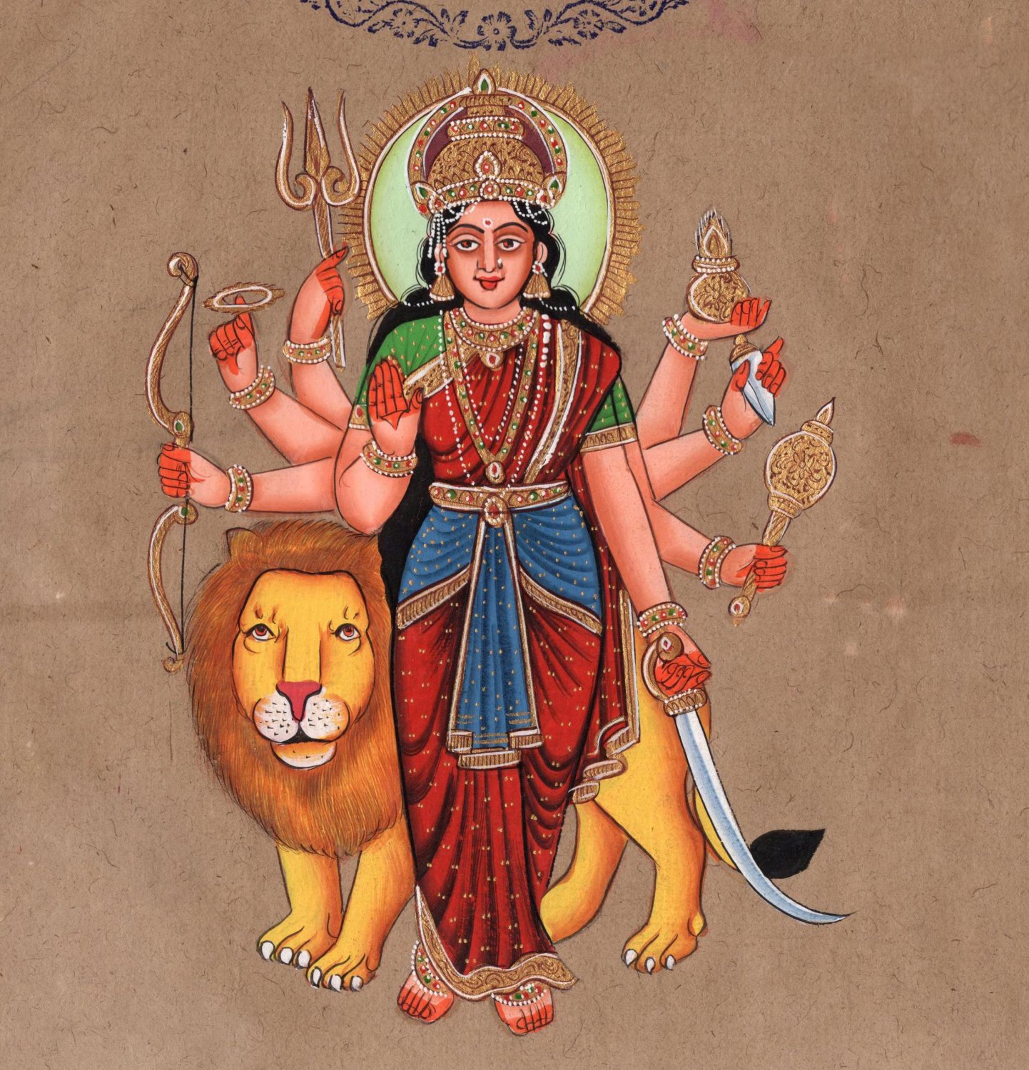 Durga Ma Devi Hindu Goddess Handmade Painting India Religion Spiritual ...