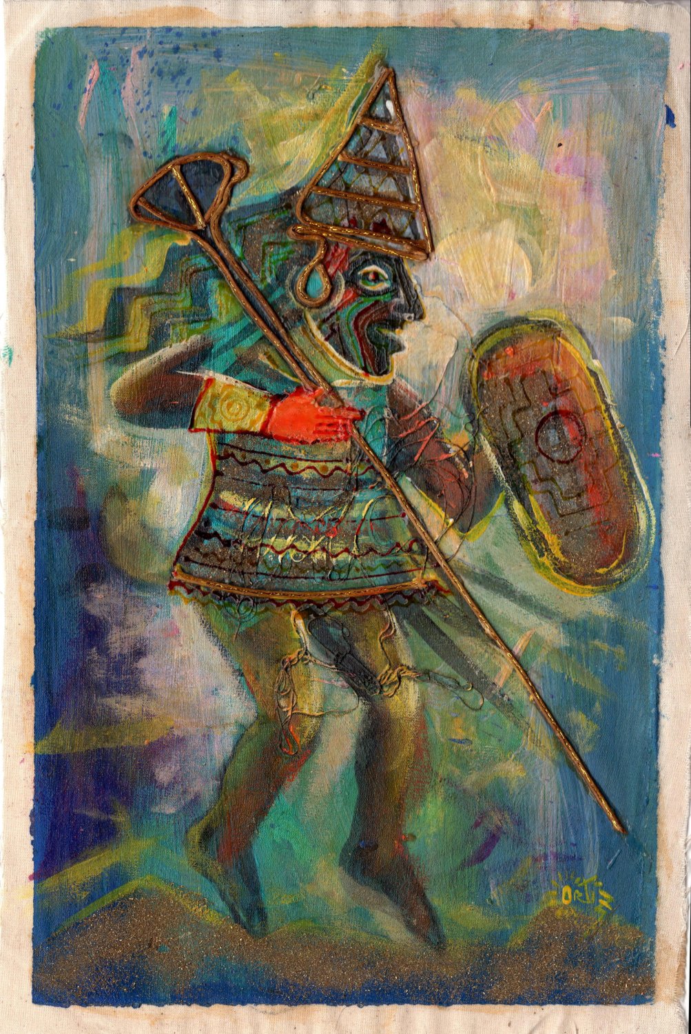 Peruvian Cuzco Inca Warrior Art Handmade Oil on Canvas Peru Ethnic Folk ...