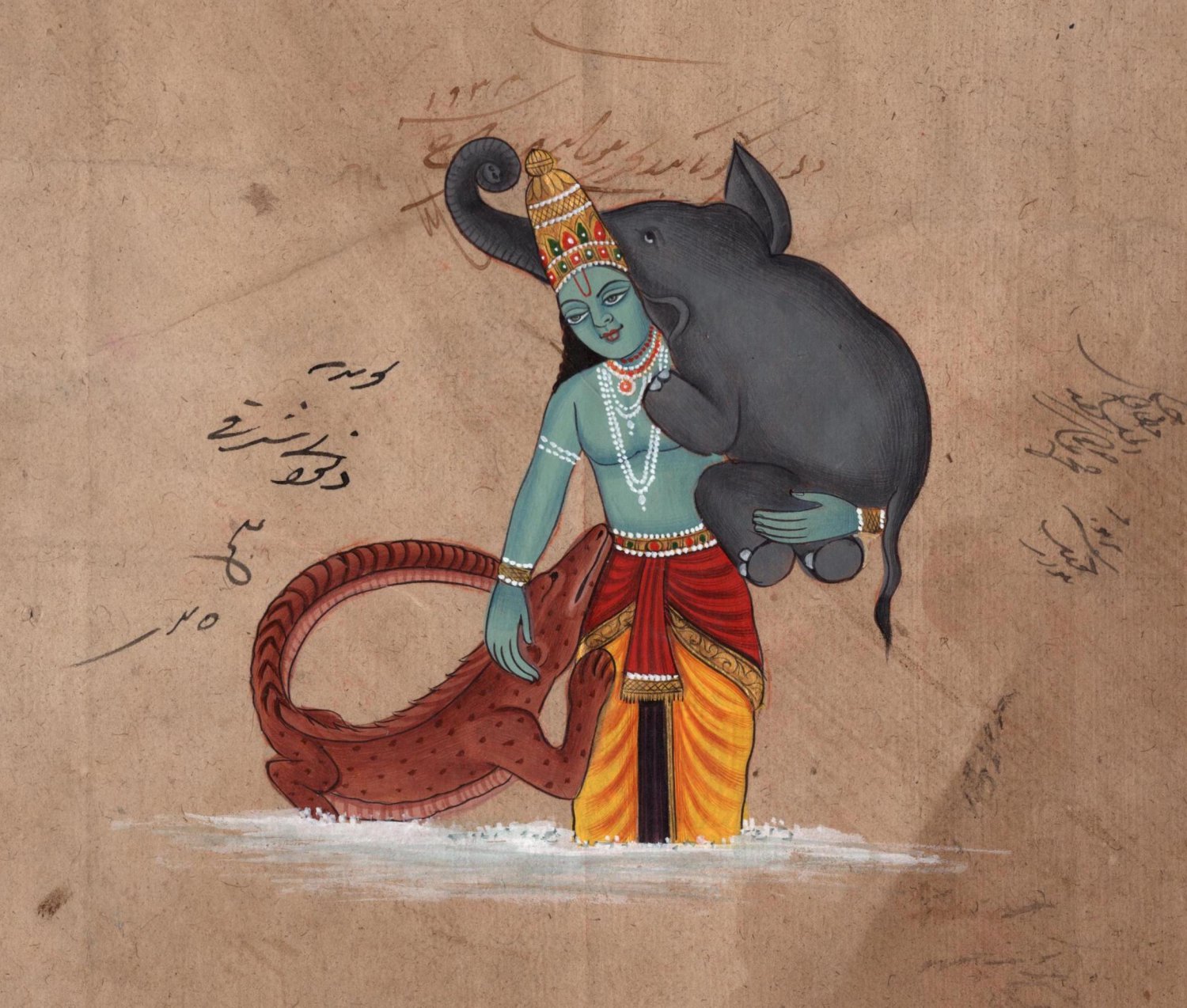 Vishnu Gajendra Moksha Hindu Art Handmade Indian Miniature Deity Ethnic ...
