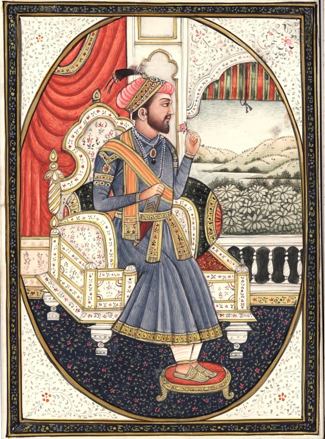 Mughal Miniature Painting Emperor Shah Jahan Empress Mumtaz Mahal Rare ...