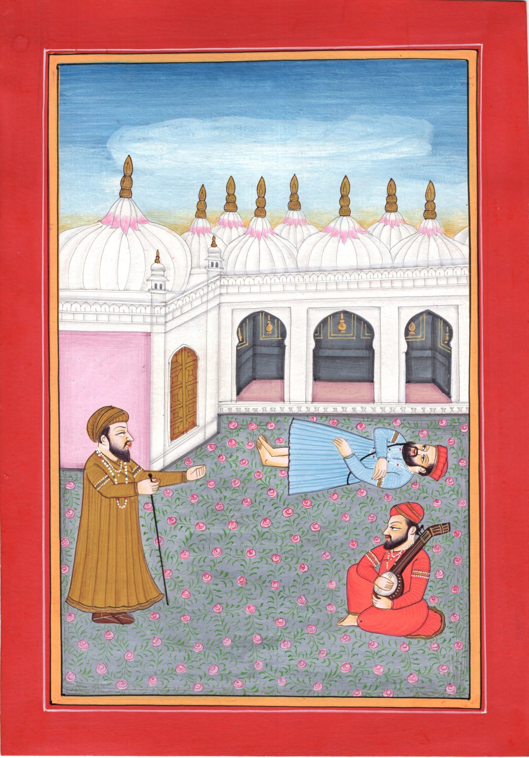 Kangra School Art Handmade Indian Miniature Guru Nanak Ethnic Pahari ...