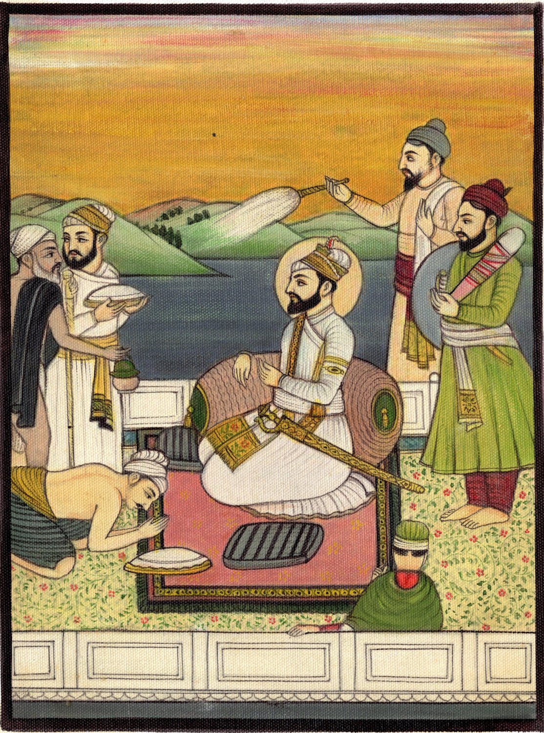 Guru Hargobind Sikh Painting Handmade Indian Ethnic Oil Canvas Sikhism ...