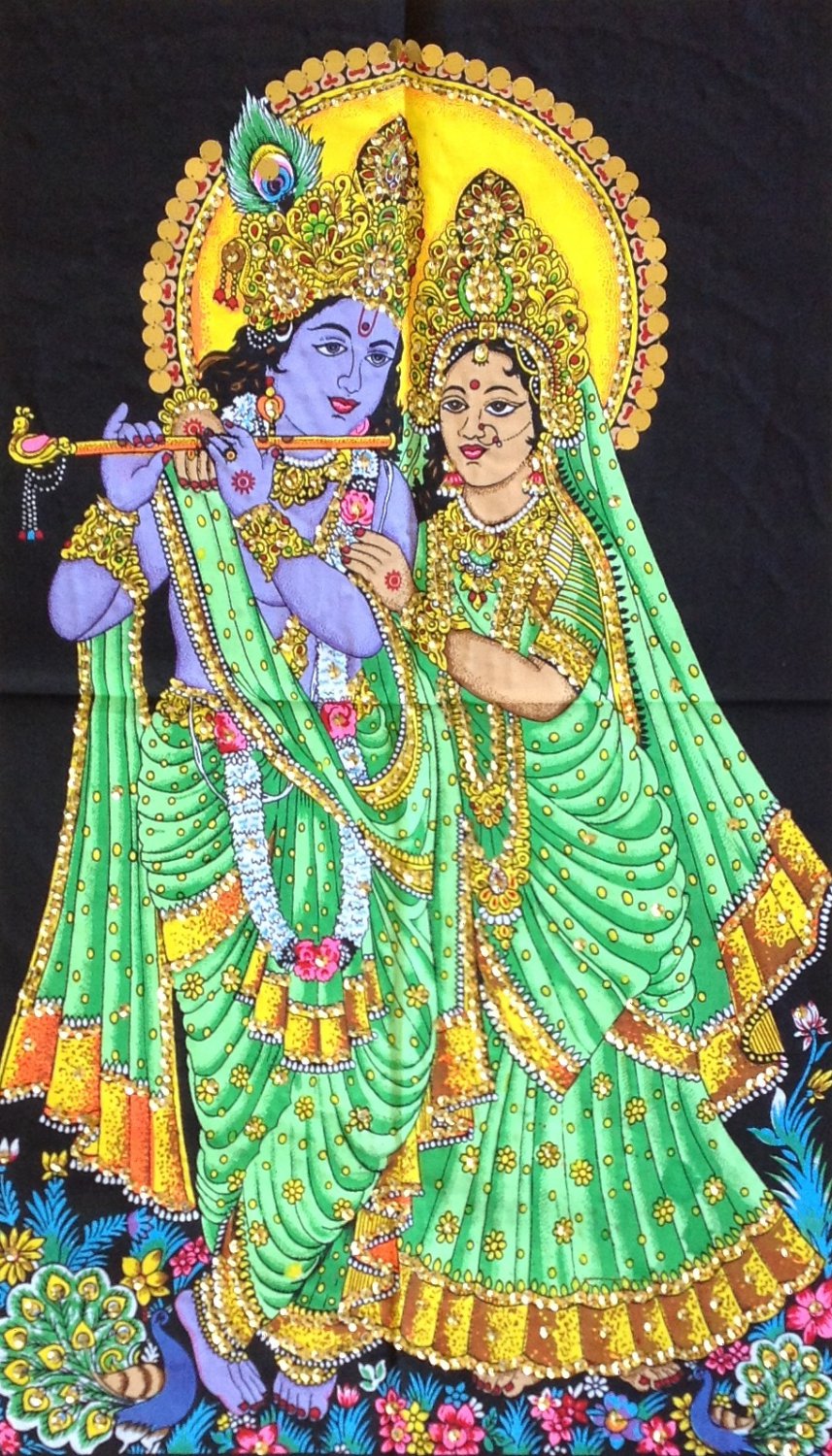 Radha Krishna Batik Folk Art Handmade Indian Tribal Ethnic Hindu Decor ...