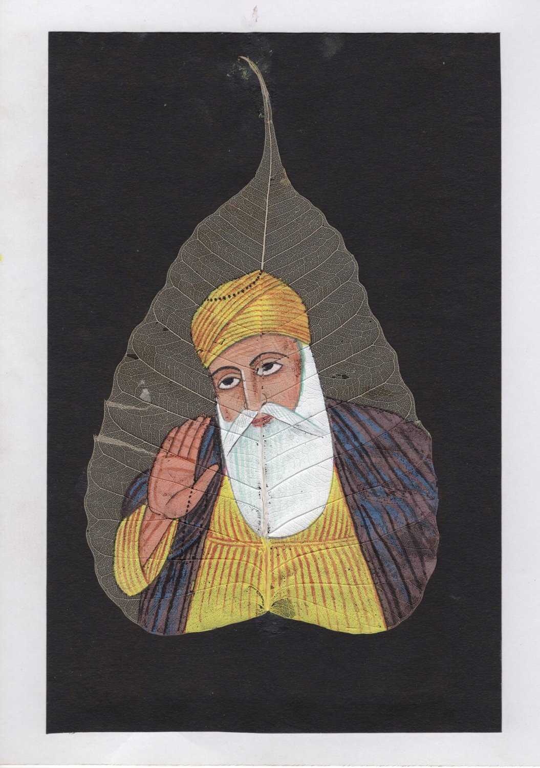 Peepal Leaf Sikh Art Handmade Indian Miniature Guru Nanak Drawing Decor ...