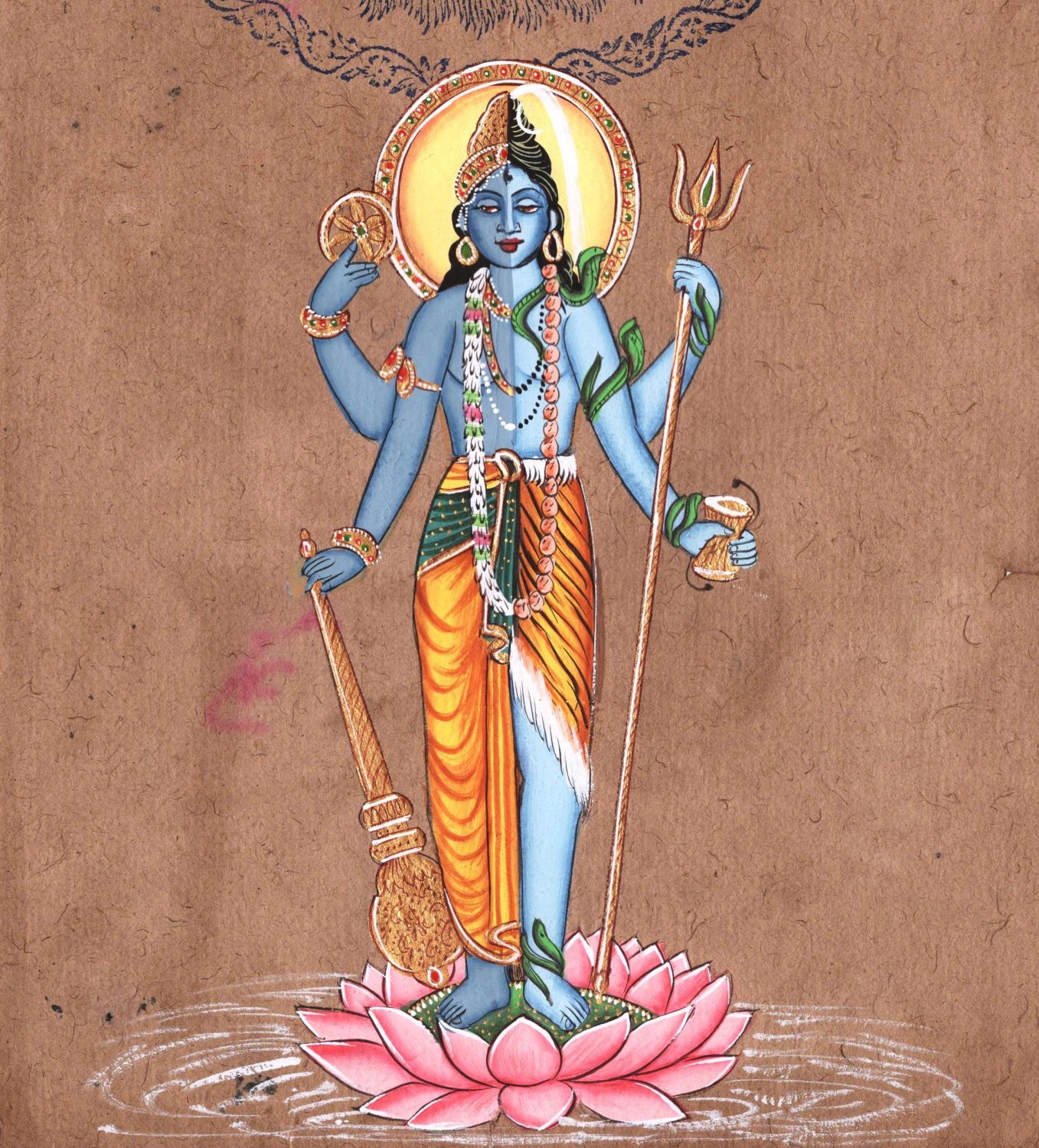 Shiva Vishnu Harihara Painting Handmade Indian Miniature Hindu Deity ...