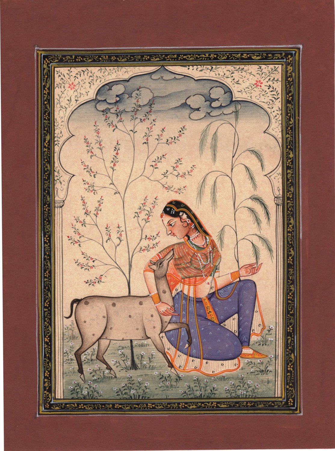 Indian Rajasthani Miniature Ethnic Art Handmade Todi Ragini Ragamala ...