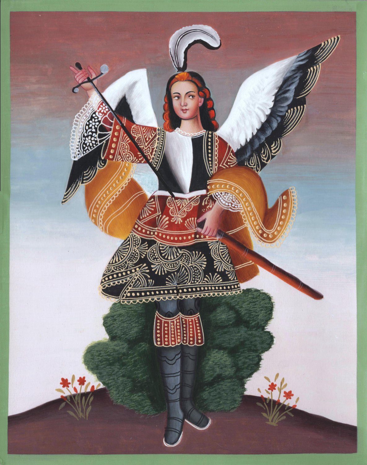 Archangel Samuel Peruvian Indian Art Handmade Peru Ethnic Watercolor ...