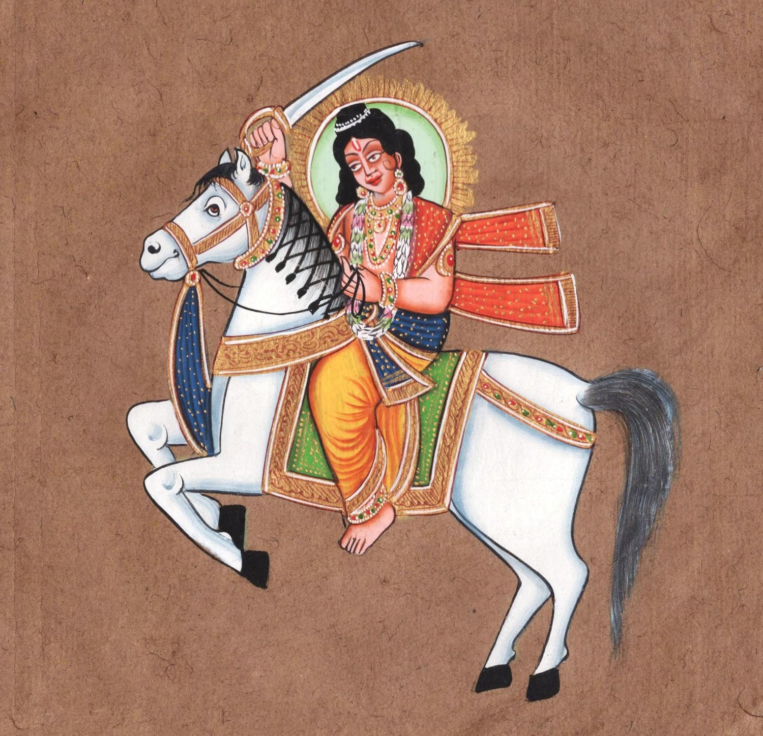 Kalki Tenth Vishnu Avatar Painting Handmade Stamp Paper Indian Hindu ...