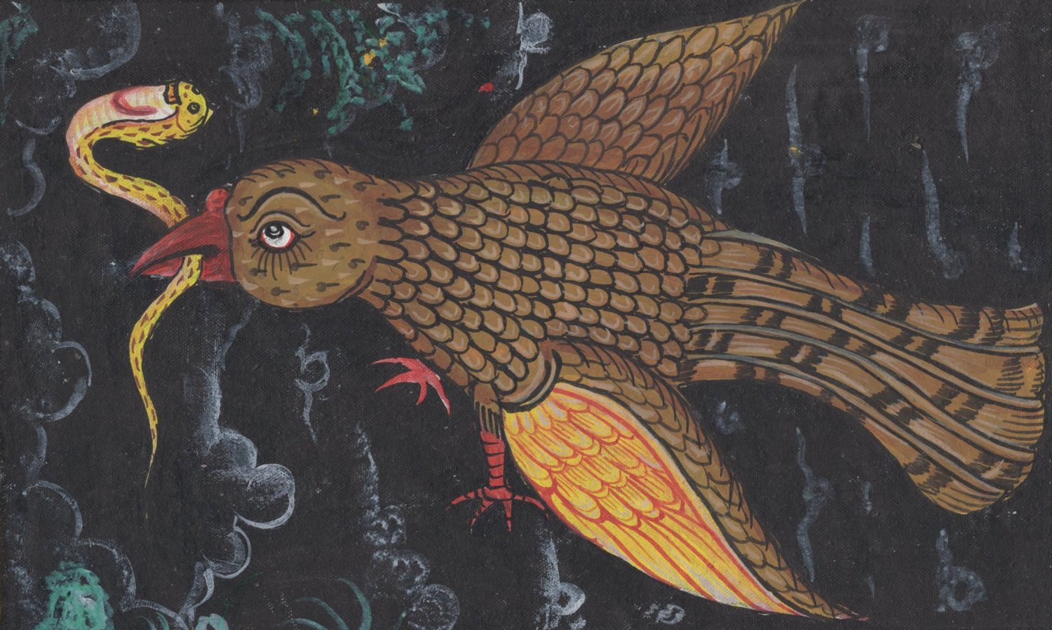 Indian Pattachitra Miniature Garuda Art Handmade Odisha Ethnic Tribal ...