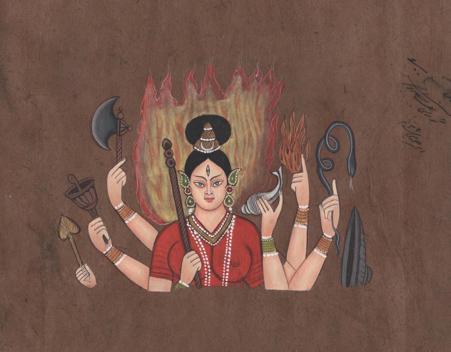 Kamakhya Devi Mata Hindu Goddess Painting Handmade Indian Ethnic ...