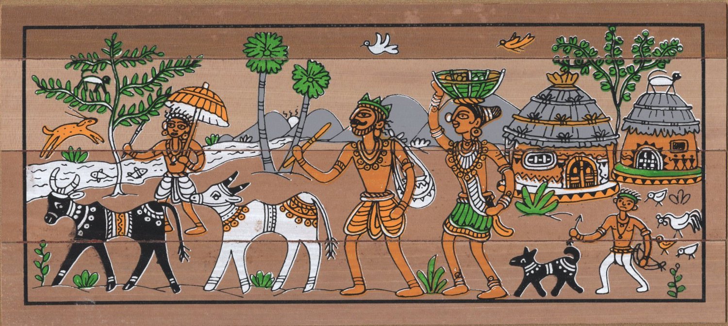 Pattachitra Village Folk Palm Leaf Art Handmade Indian Odisha Miniature ...