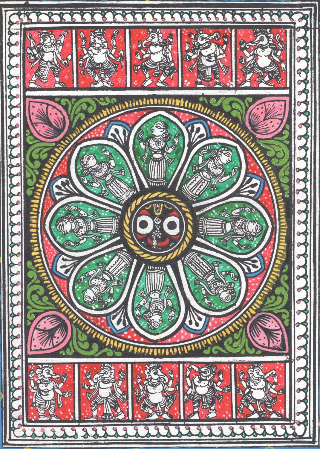 Hindu God Pattachitra Miniature Painting Handmade Indian Odisha Tribal ...
