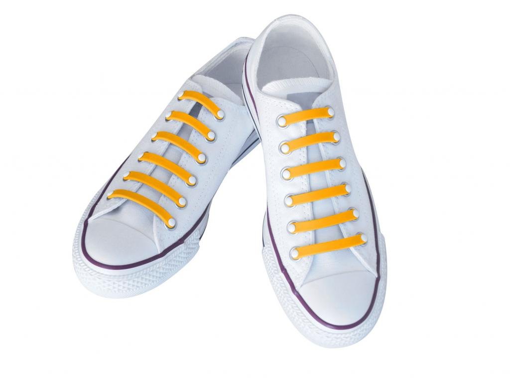 Silly Laces Silicone Slip On Shoelaces Yellow Adult (Narrow) Shoe Size