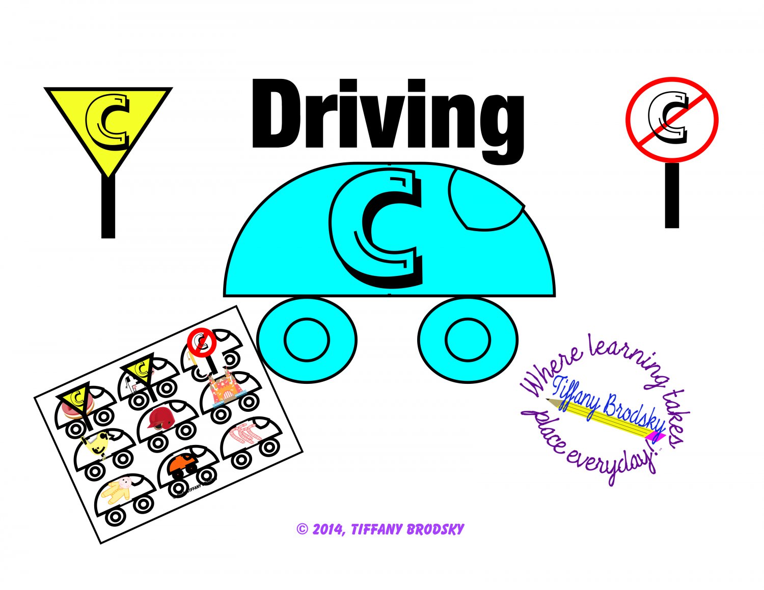 Driving C File Folder Game or Literacy Center for Letter C, hard /k ...