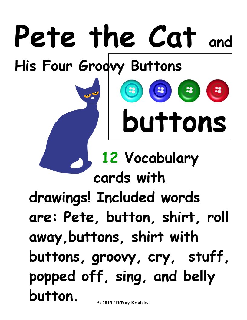 Pete the Cat Vocabulary Cards PDF