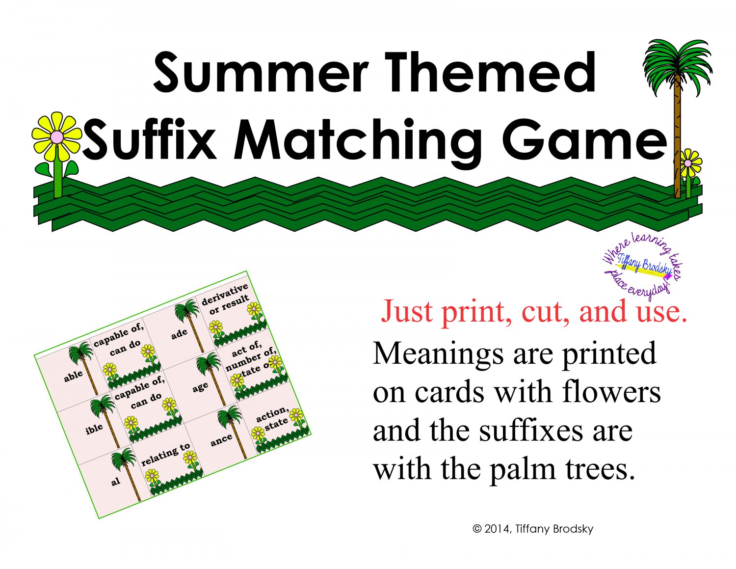Summer Suffix Matching Game