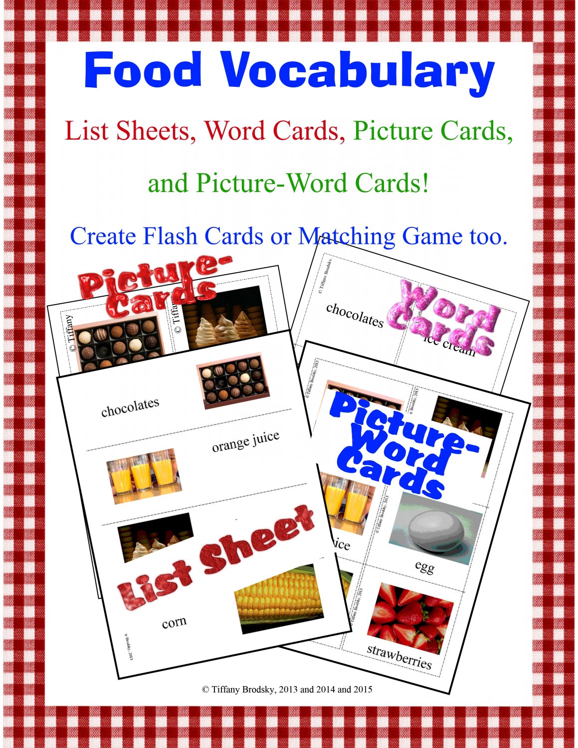 Food Vocabulary Word Cards; Great for ESL or ESOL students! PDF