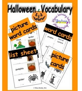 Halloween Vocabulary Word, Flash, & Picture Cards; Great for Primary ...