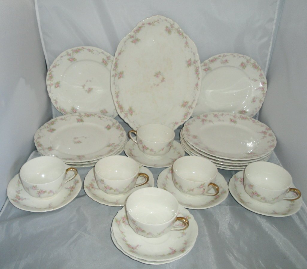 24 pc. Vintage Knowles,Taylor and Knowles Pink Baby Roses Porcelain ...