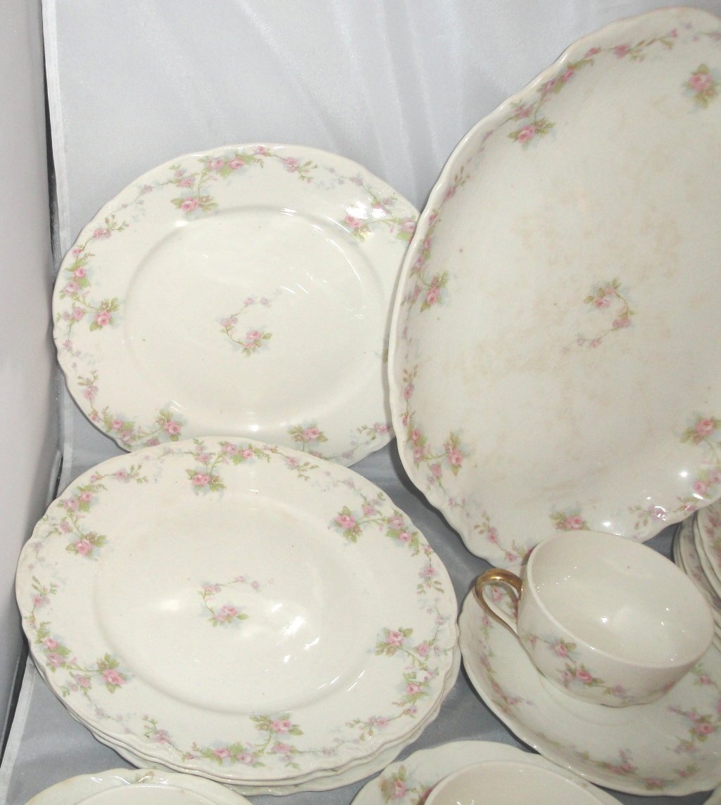 24 pc. Vintage Knowles,Taylor and Knowles Pink Baby Roses Porcelain ...