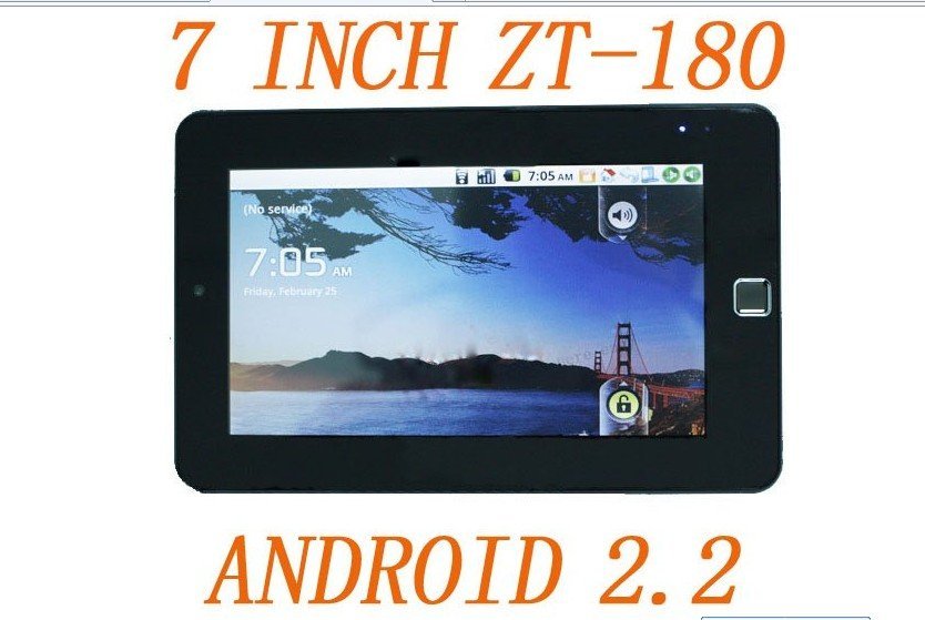 7 inch ZT-180 Dual core 1GMHZ tablet pc 512M 4G android 2.2 camera HDMI