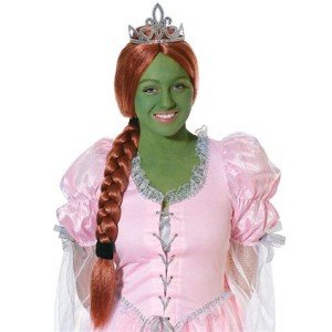 Fancy Dress Princess Fiona Shrek Hair Tiara Womens Wig