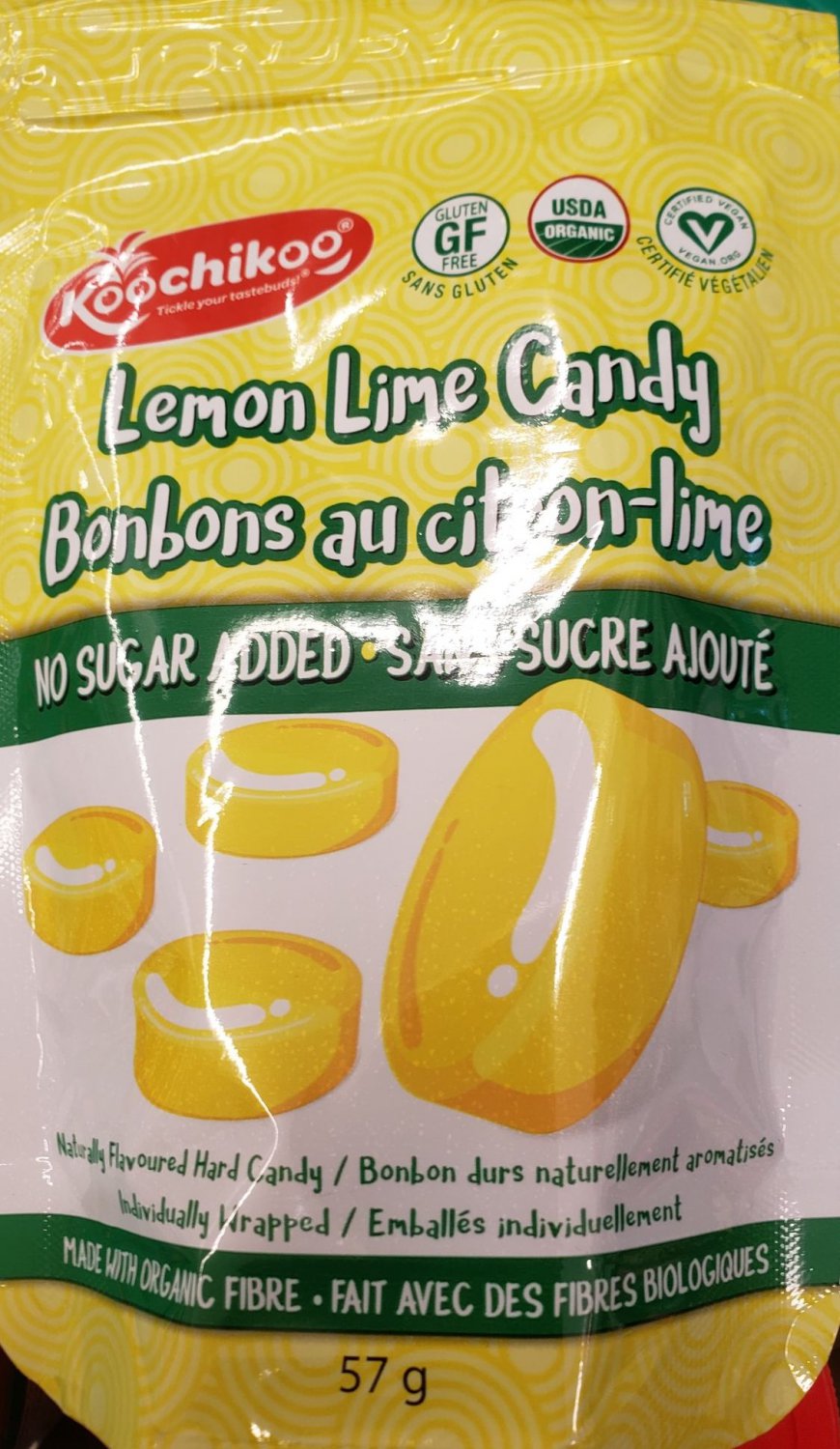 (Pack of 6) Koochikoo No Sugar Added Lemon Lime Candy - 57 gram Pack
