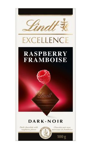 Lindt Excellence Raspberry Dark Chocolate Bar - 100 gram Pack (Pack of 10)