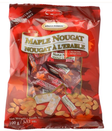 (Pack of 10) Golden Bonbon Crunchy Maple Nougat Gluten Free - 100 gram Pack