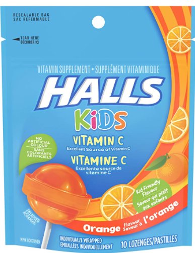 (Pack of 5) Halls Kids Cough and Sore Throat Pops Orange Flavour - 10 ...