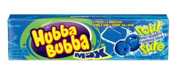 Hubba Bubba Max Sour Blue Raspberry - 18 Count Pack (Pack of 2)