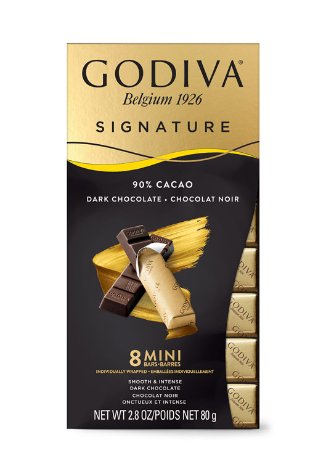 Godiva Signature 90% Cacao Dark Chocolate Mini Bars - 80 gram Pack ...