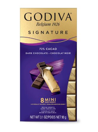 Godiva Signature 72% Cacao Dark Chocolate Mini Bars - 90 gram Pack ...