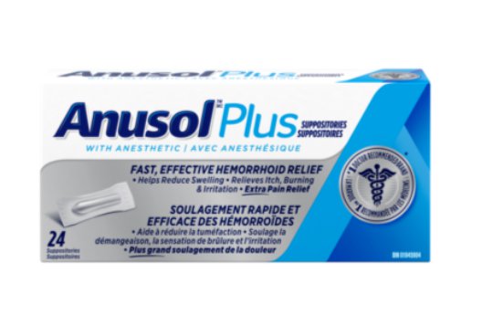 (Pack of 2) Anusol Plus Hemorrhoidal Suppositories - 24 Count/ Pack