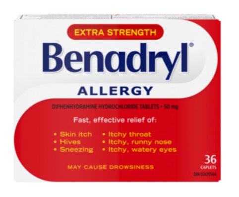 (Pack of 2) Benadryl Extra Strength 50 mg Allergy Medicine - 36 Caplets ...