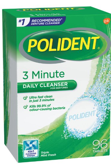 Polident 3 Minute Daily Cleanser For Dentures Triple Mint Flavor Tablet ...