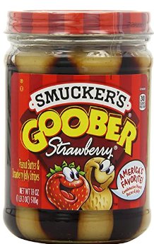 (Pack of 4) Smucker's Goober Peanut Butter and Strawberry Jelly Stripes ...