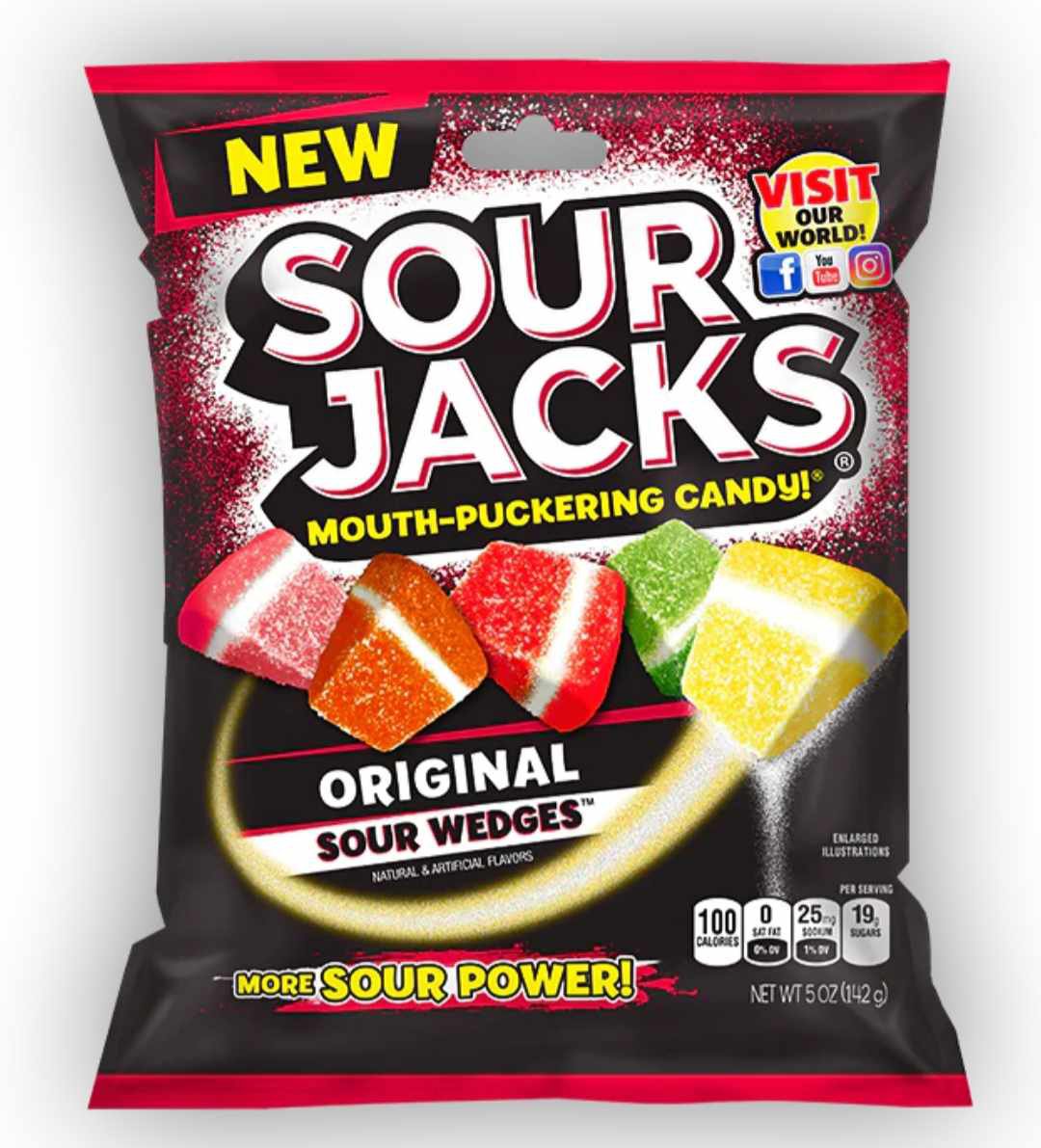 (Pack of 10) Sour Jacks Original Sour Wedges Mouth-Puckering Candy ...