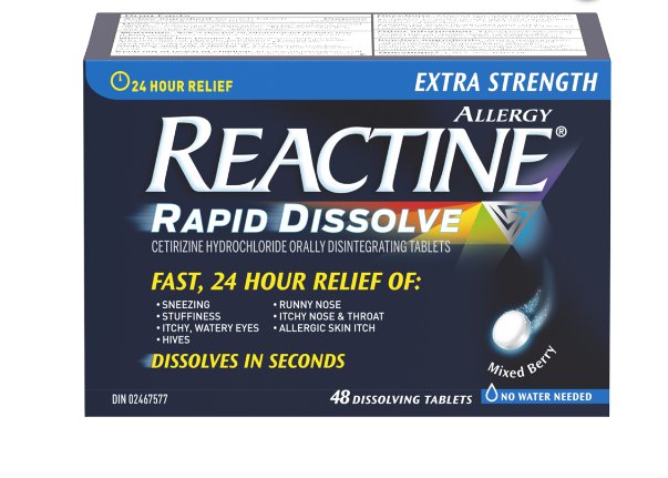 Reactine Extra Strength Rapid Dissolve 24 Hour Allergy Relief Mixed ...