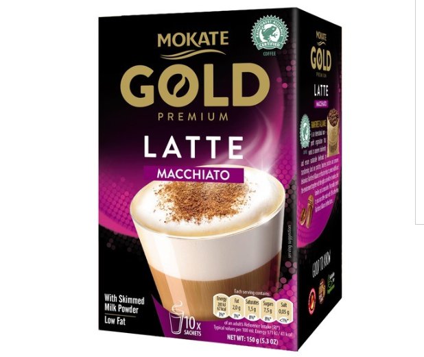 (Pack of 5) Mokate Gold Premium Latte Macchiato Instant Coffee Mix - 10 X 15 gram Sachet Pack