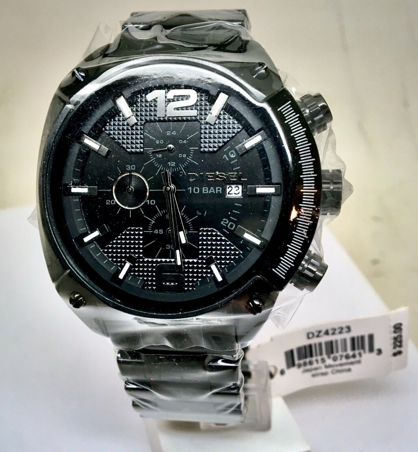 Men's Diesel DZ4223 Advanced Black Dial Black Ion Plated Chronograph ...