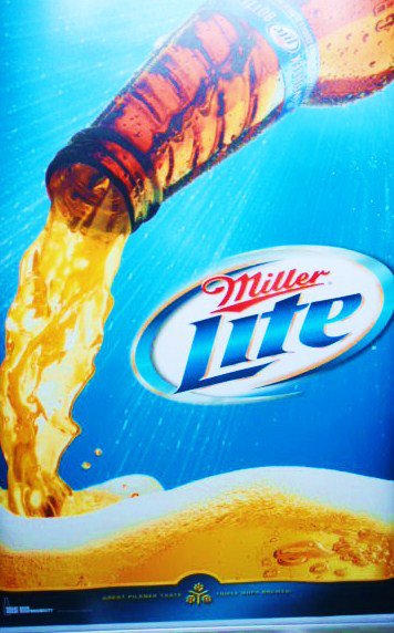 Miller Lite Vortex Bottle Free Standing Banner Color Graphic ...
